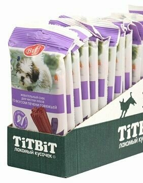 TitBit Лакомство для мелких собак Жевательный снек Dent со вкусом печени Говяжьей 4шт(10шт)