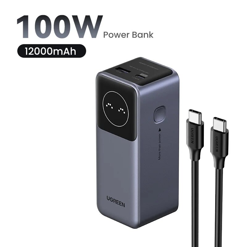 UGREEN Nexode Mini 100 Вт 12000 мАч Power Bank 20000 мАч Портативный внешний аккумулятор PD PowerBank для iPhone 17 pro 16 Быстрая зарядка