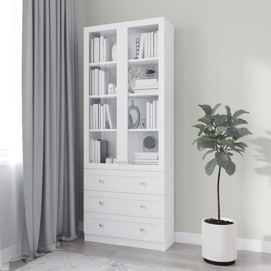 Стеллаж Билли-39 Хит Белый для документов для книг для обуви для одежды для посуды двухдверный 60*210*30