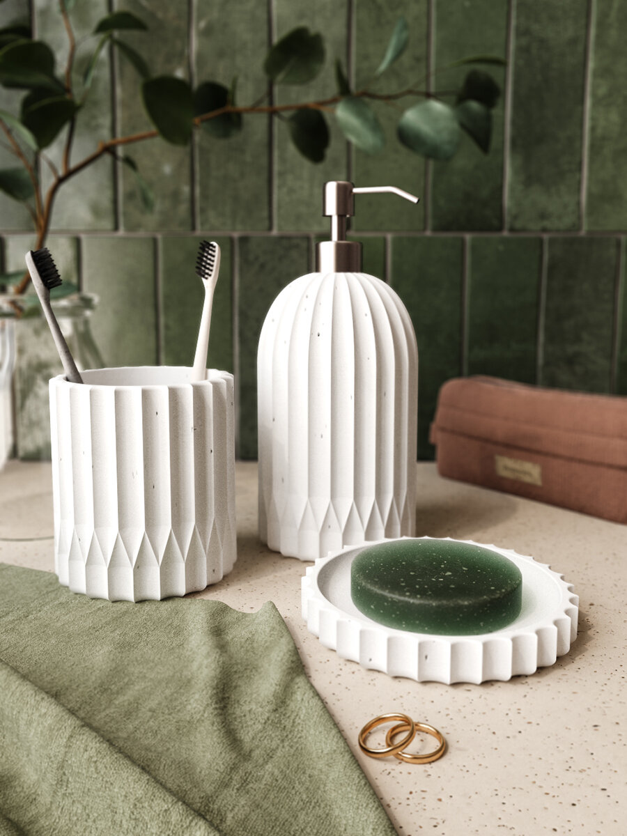 Набор San Marino из 3-х предметов (Емкость/Дозатор/Мыльница) белый матовый