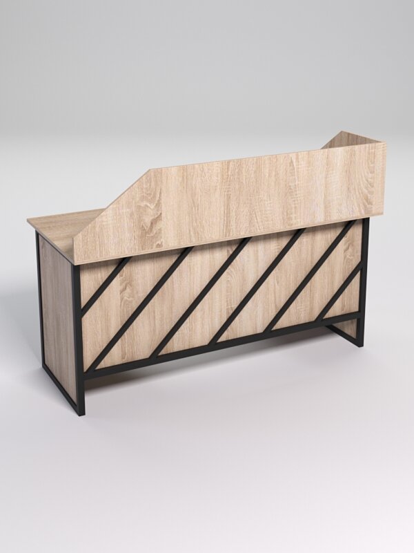 Стол двухтумбовый офисный С-07 с экраном "стронг" в стиле лофт декор №2, Дуб Сонома