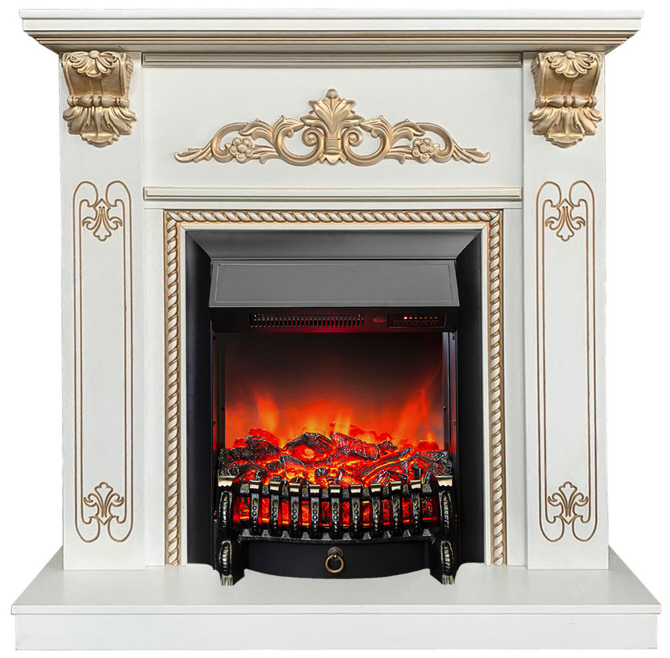 Электрокамин Афродита с очагом Fobos Lux Black, обогрев, звуковые эффекты (камин электрический)