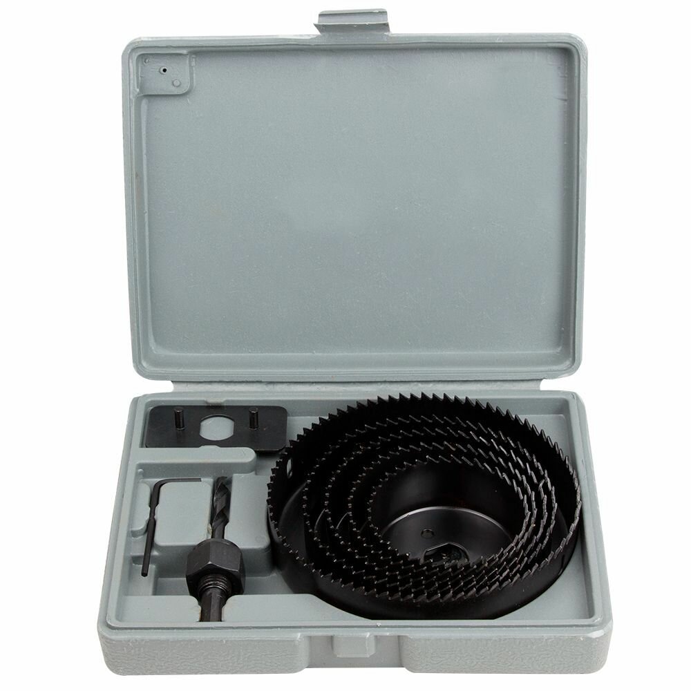 Коронки по дереву наборные 5 коронок 64-127 мм в кейсе SIGMA 8в1