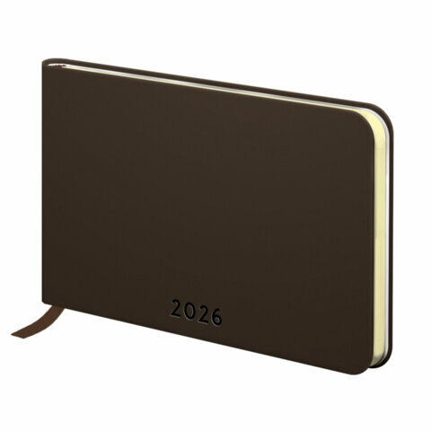 Еженедельник датированный 2026 малый формат 95х155мм А6 BRAUBERG Unique, темно-коричневый, 117207