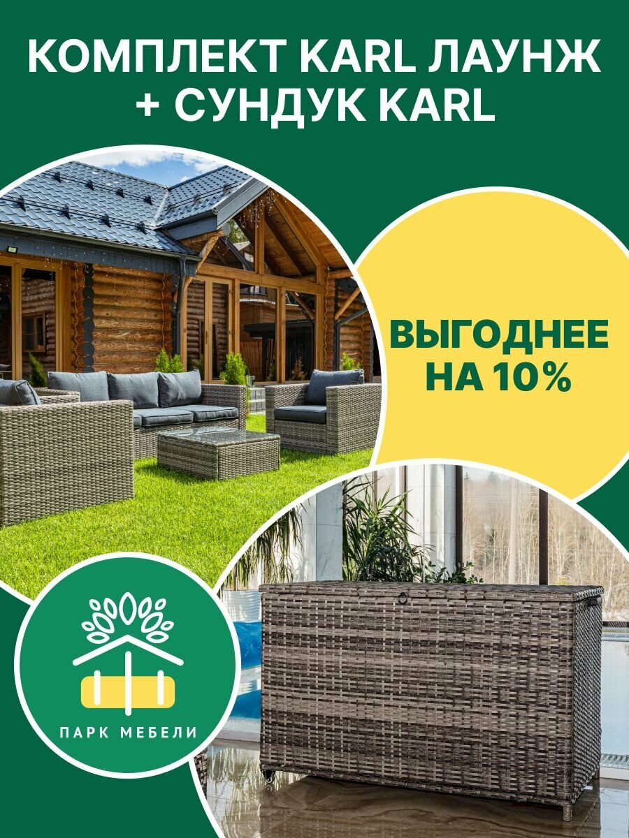 Комплект садовой мебели Royal Family KARL лаунж-зона, серый + сундук для хранения KARL