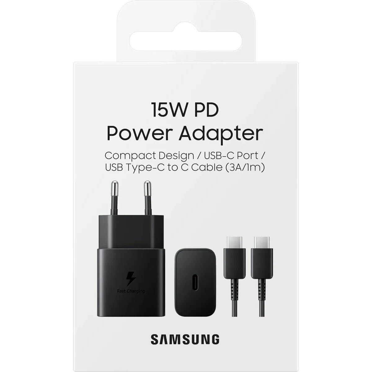 Зарядное устройство Samsung 15W (USB-C) с кабелем 1 метр, EP-T1510 (EP-T1510XBEGRU)
