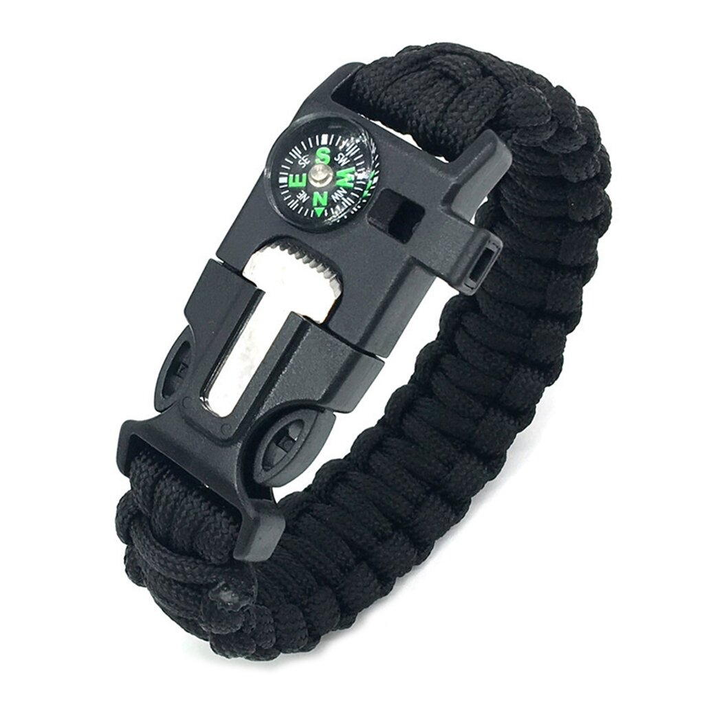 Многофункциональный браслет для выживания с компасом "Пять в одном"-черный