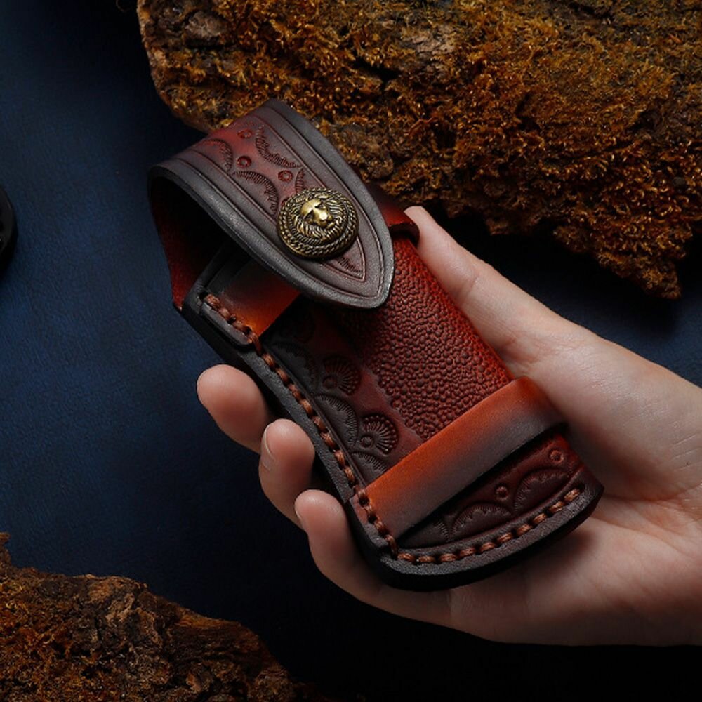 Кожаные ножны для складного ножа с универсальным креплением на ремень горизонтально и вертикально удобное ношение и защита