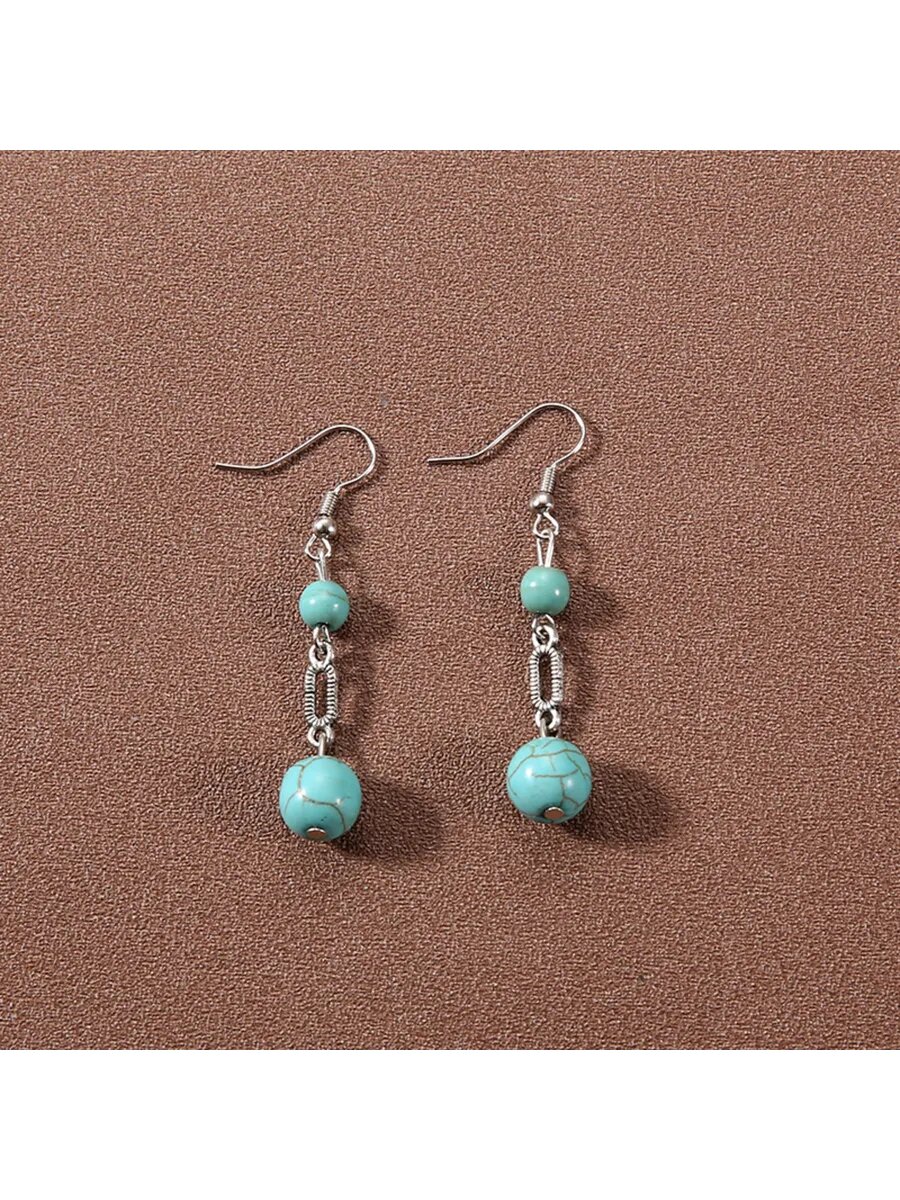 Серьги, бирюза синтетическая, эмаль