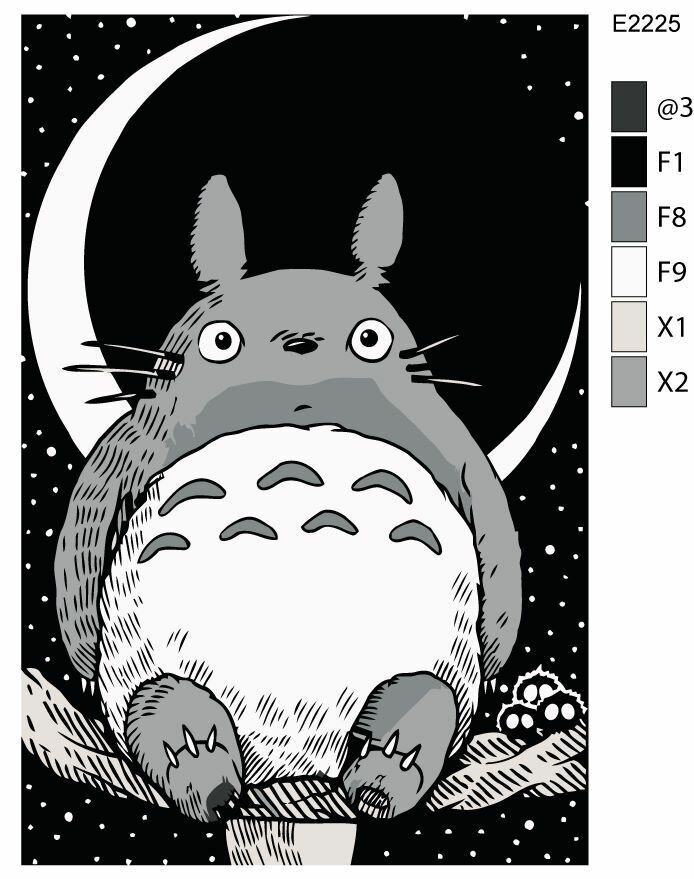 Детская картина по номерам E2225 "Аниме Мой сосед Тоторо. Тоторо в ночи" 20x30