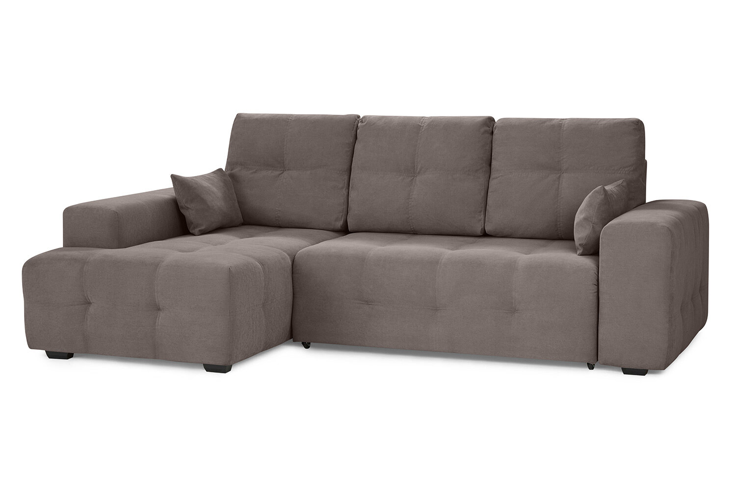 Угловой диван-кровать Питсбург, 258х98х165 см, правый угол, обивка велюр, серо-коричневый