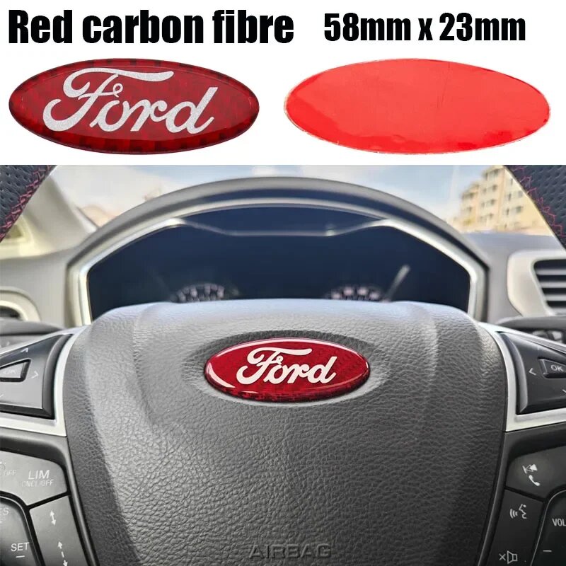 Эмблема Ford Red на руль автомобиля 58x23 мм
