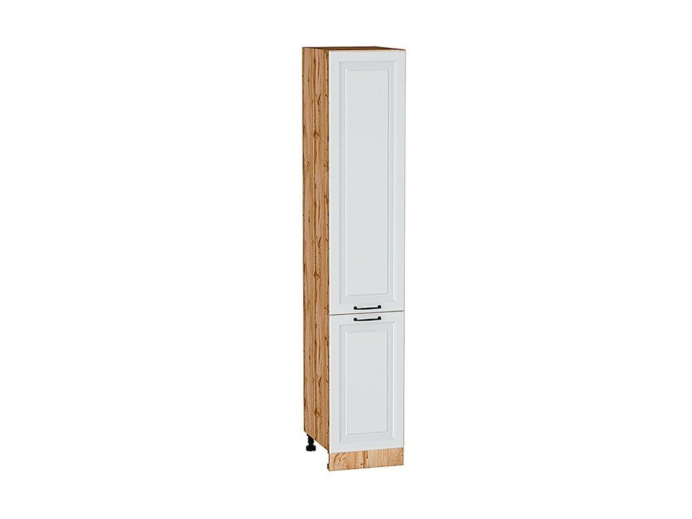VVT Шкаф пенал с 2-мя дверцами Ницца Дуб Вотан, Blanco, 2140, 400 В*Ш*Г 2132*400*574, фасад МДФ Blanco, корпус Дуб Вотан Blanco