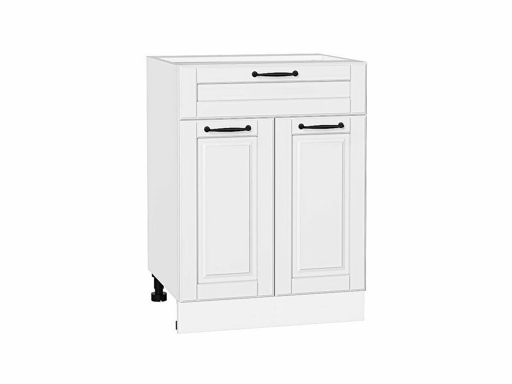 VVT Шкаф нижний с 2-мя дверцами и ящиком Дублин Белый, Special White, 600 В*Ш*Г 816*600*478, фасад МДФ Special White, корпус Белый Special White