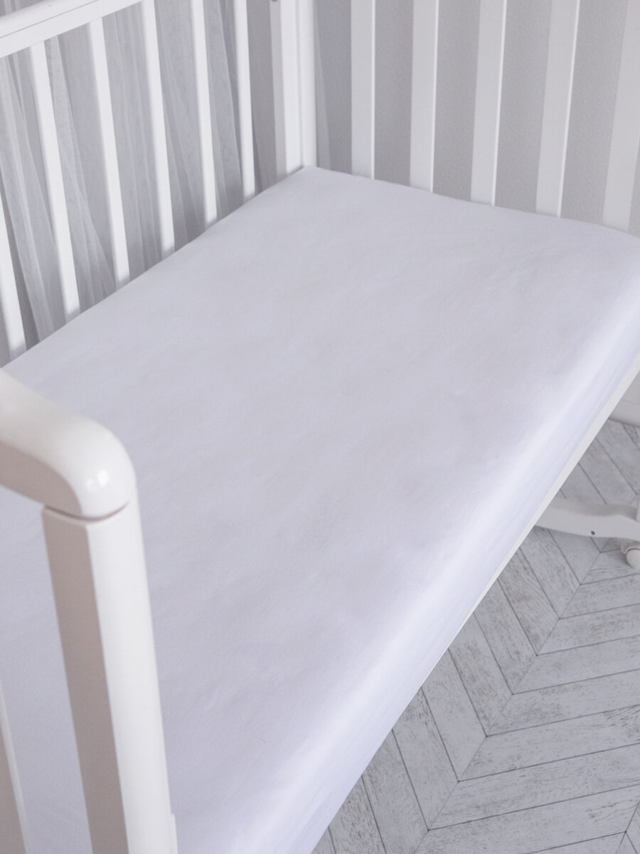 Простыня на резинке 120х60 см в детскую кроватку Сатин- хлопок 100%