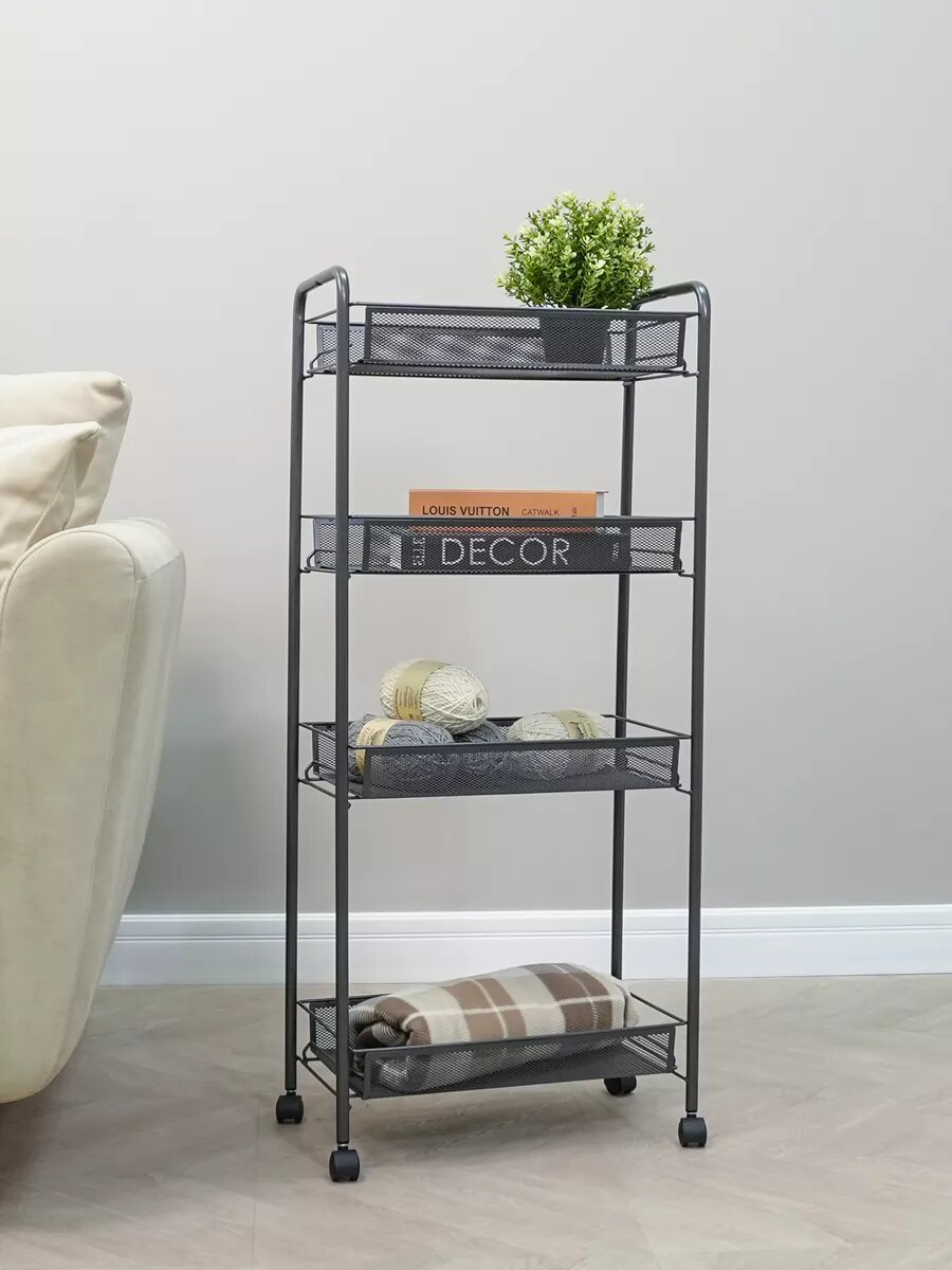 Этажерка ЗМИ Ладья 24К на колесиках, металлическая, для кухни