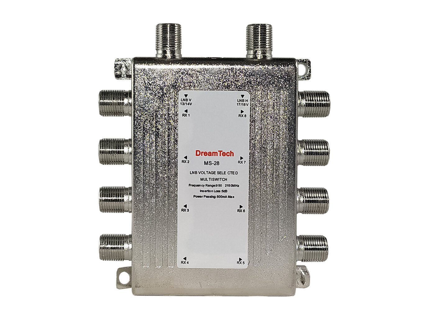 Мультисвитч DreamTech MS-28, для аудио- и ТВ-техники, серебристый