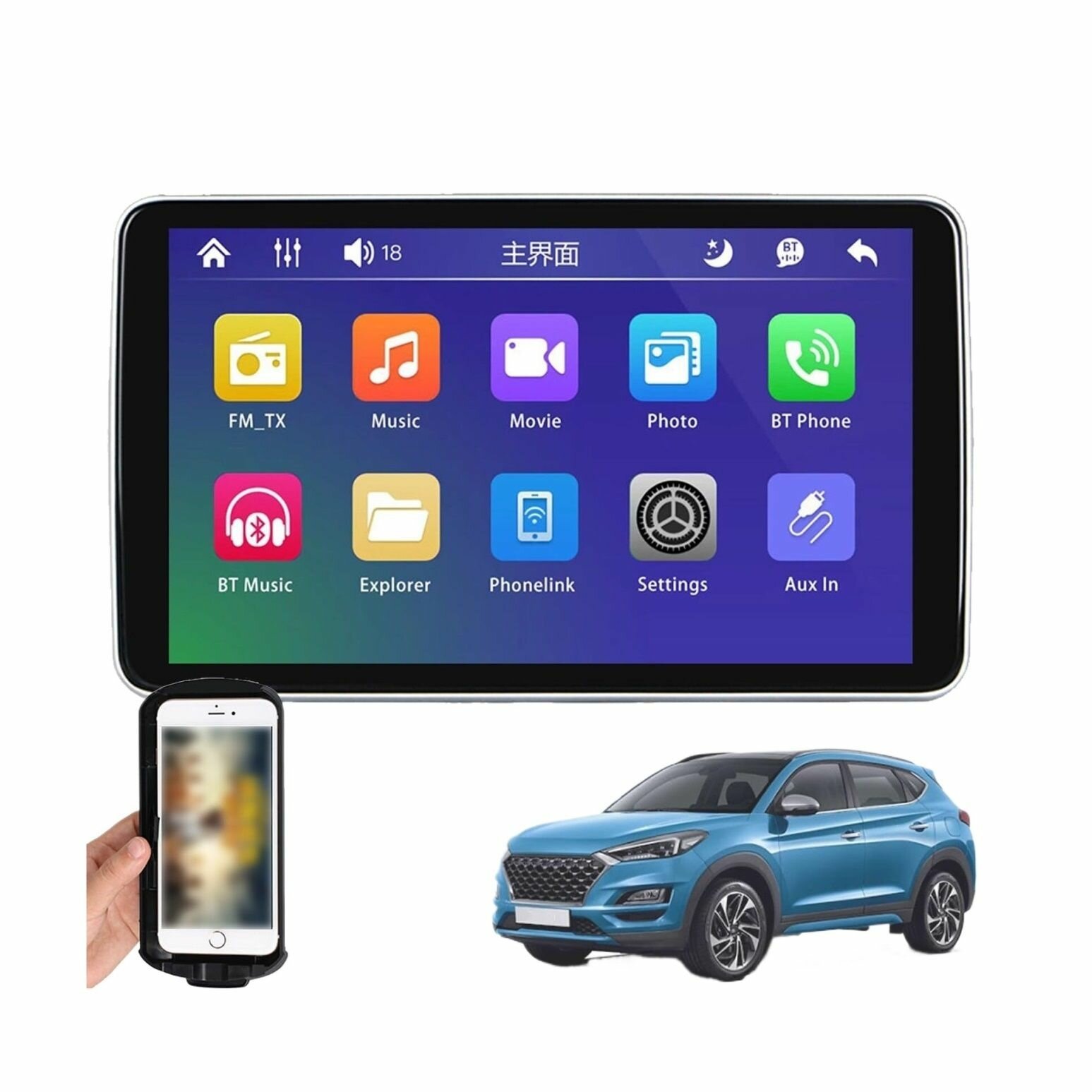 Экран автомобильный, 10 дюймов, поддержка CarPlay/Android Auto, 1500 г