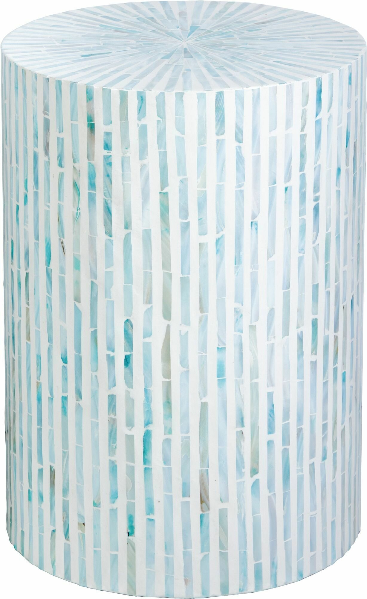 Столик акцентный с отделкой раковинами устриц 33х33х48см