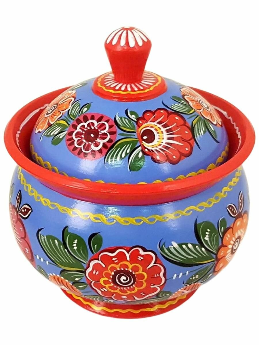 Шкатулка, Универсальная ёмкость, Горшочек-1, Городецкая роспись, ручная авторская работа