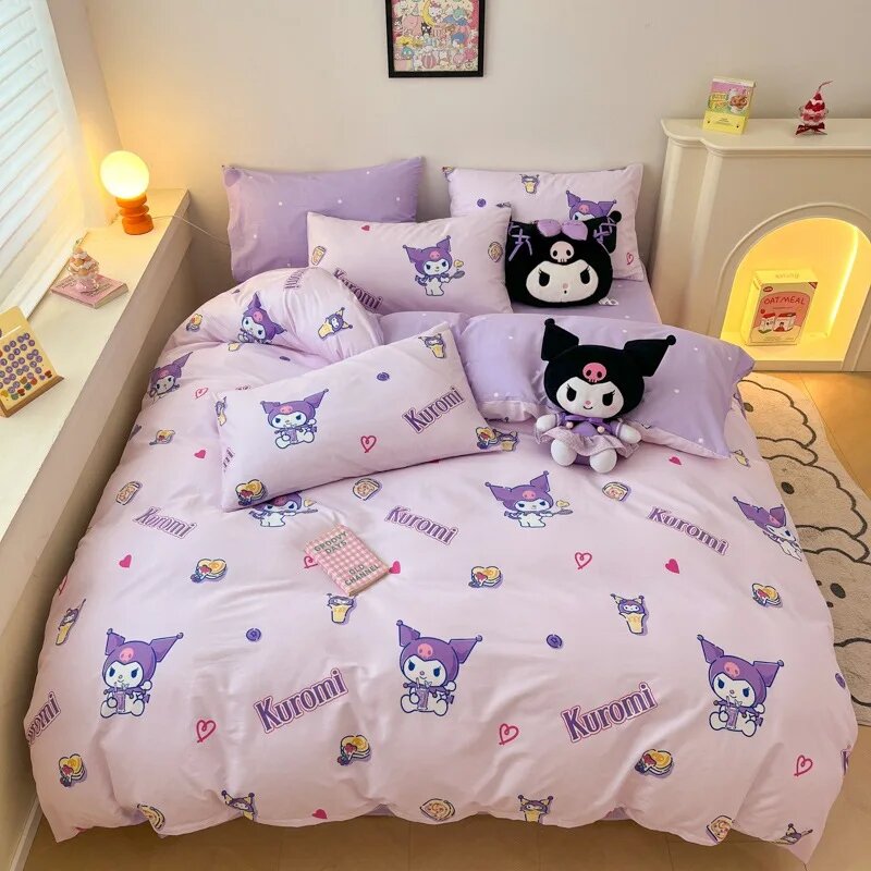 Комплект постельного белья Sanrio Hello Kitty Melody, хлопок, 4 предмета 150*200 синий