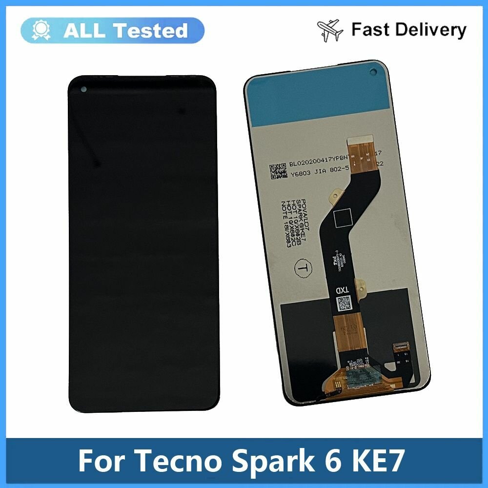 Дисплей для Tecno Spark 6 Pova CE7 KE7 LD7; дисплей в сборе с сенсорным экраном; черный ; содержать инструментов