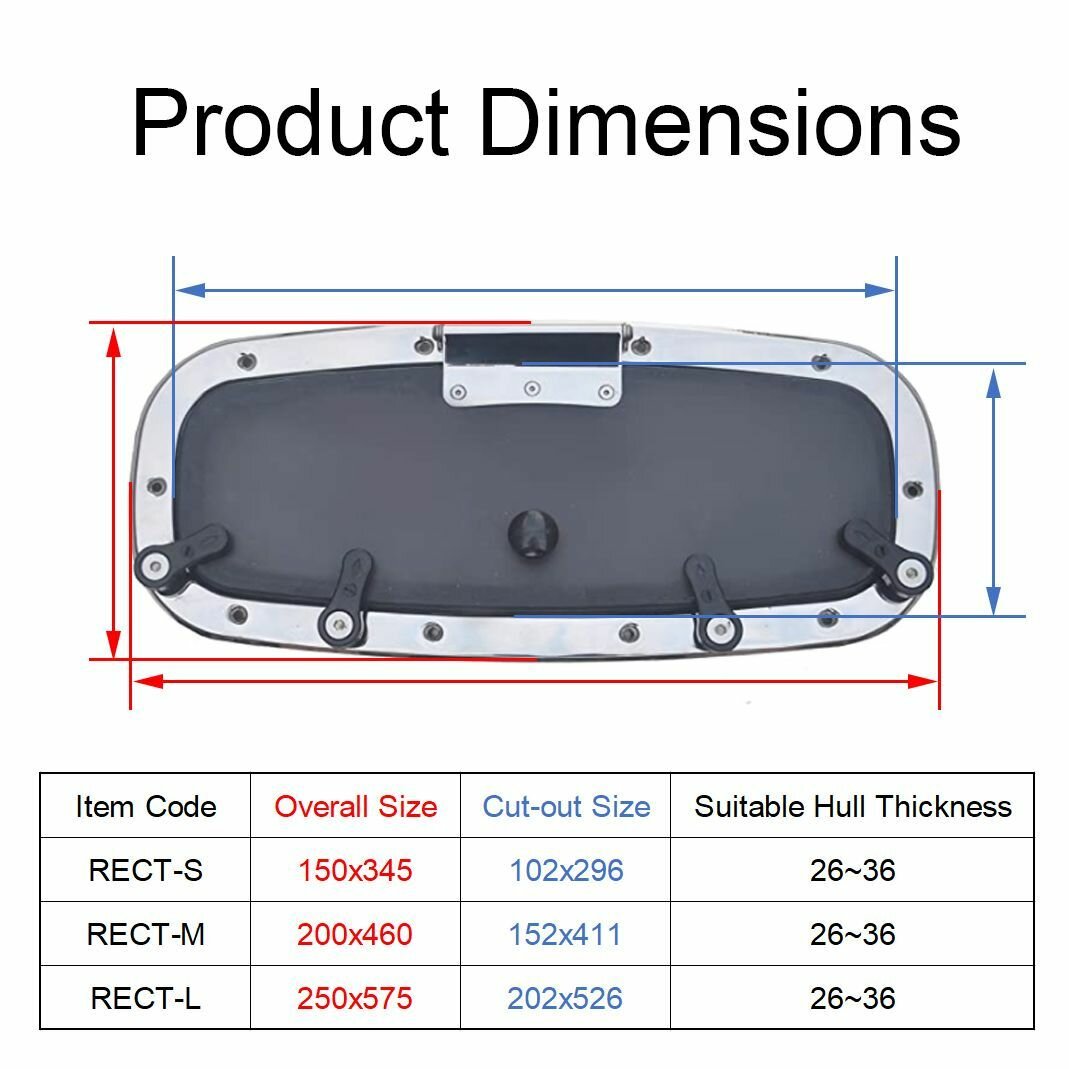 Ультратонкий прямоугольный иллюминатор из нержавеющей стали с москитной сеткой иллюминаторное окно