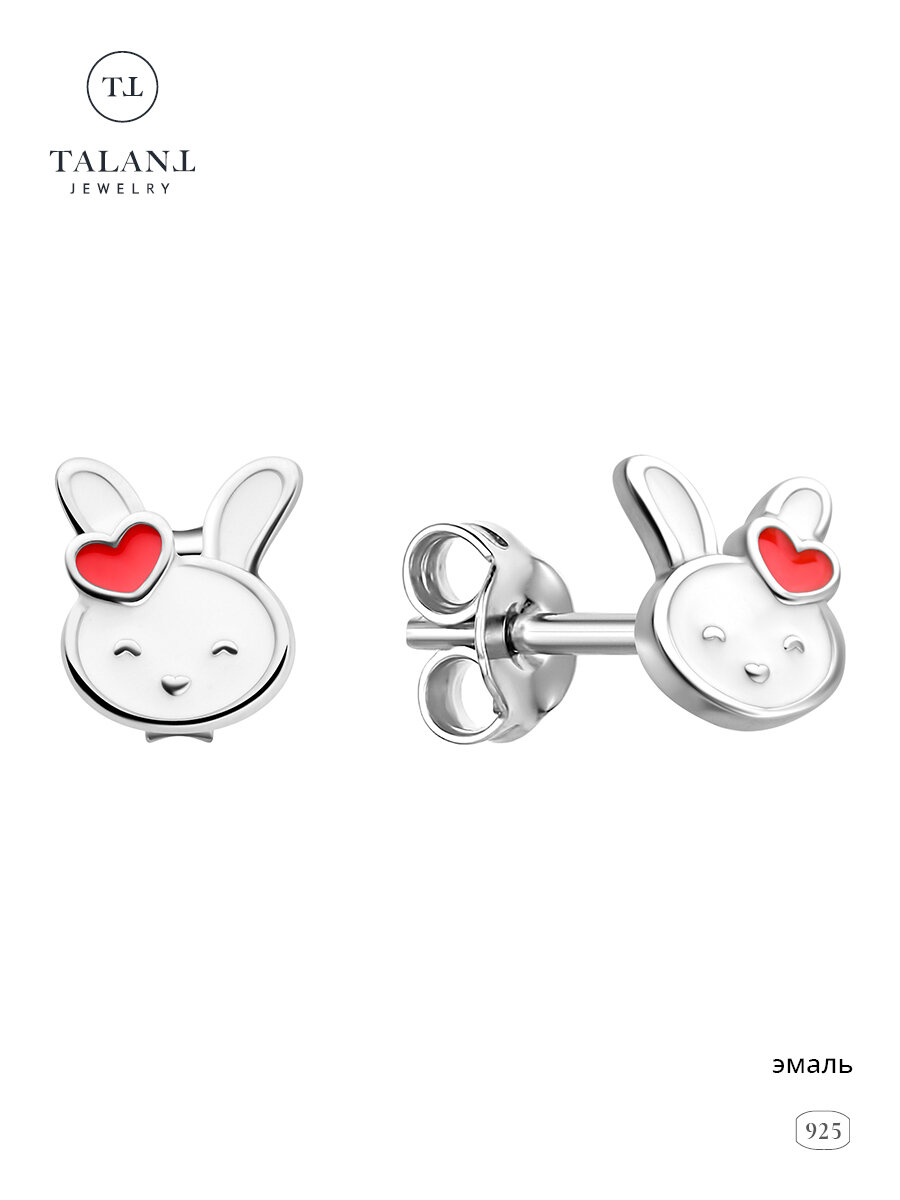 Серьги пусеты, серебро, 925 проба, эмаль