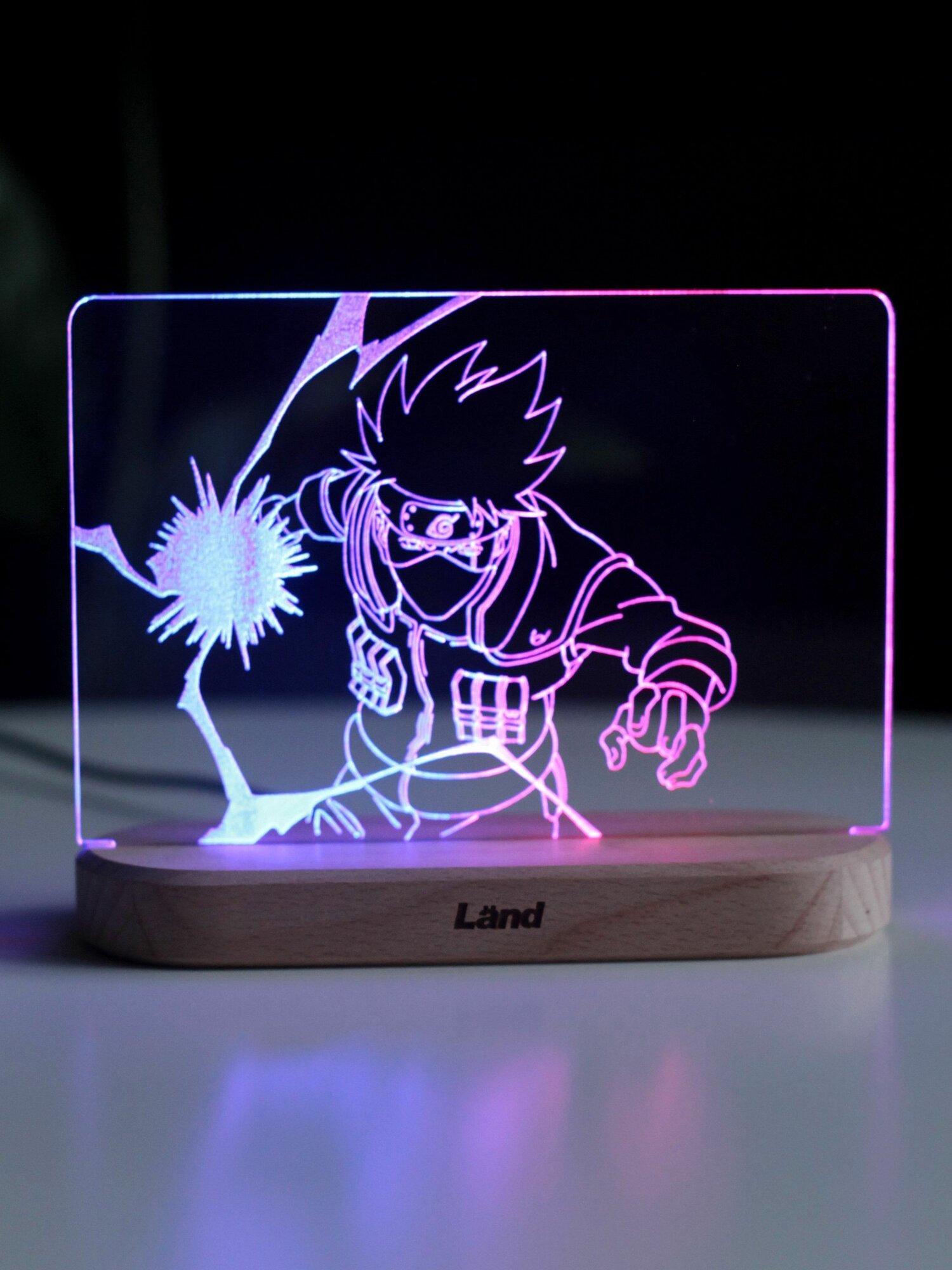 Декоративный светильник ночник из цельного бука Наруто