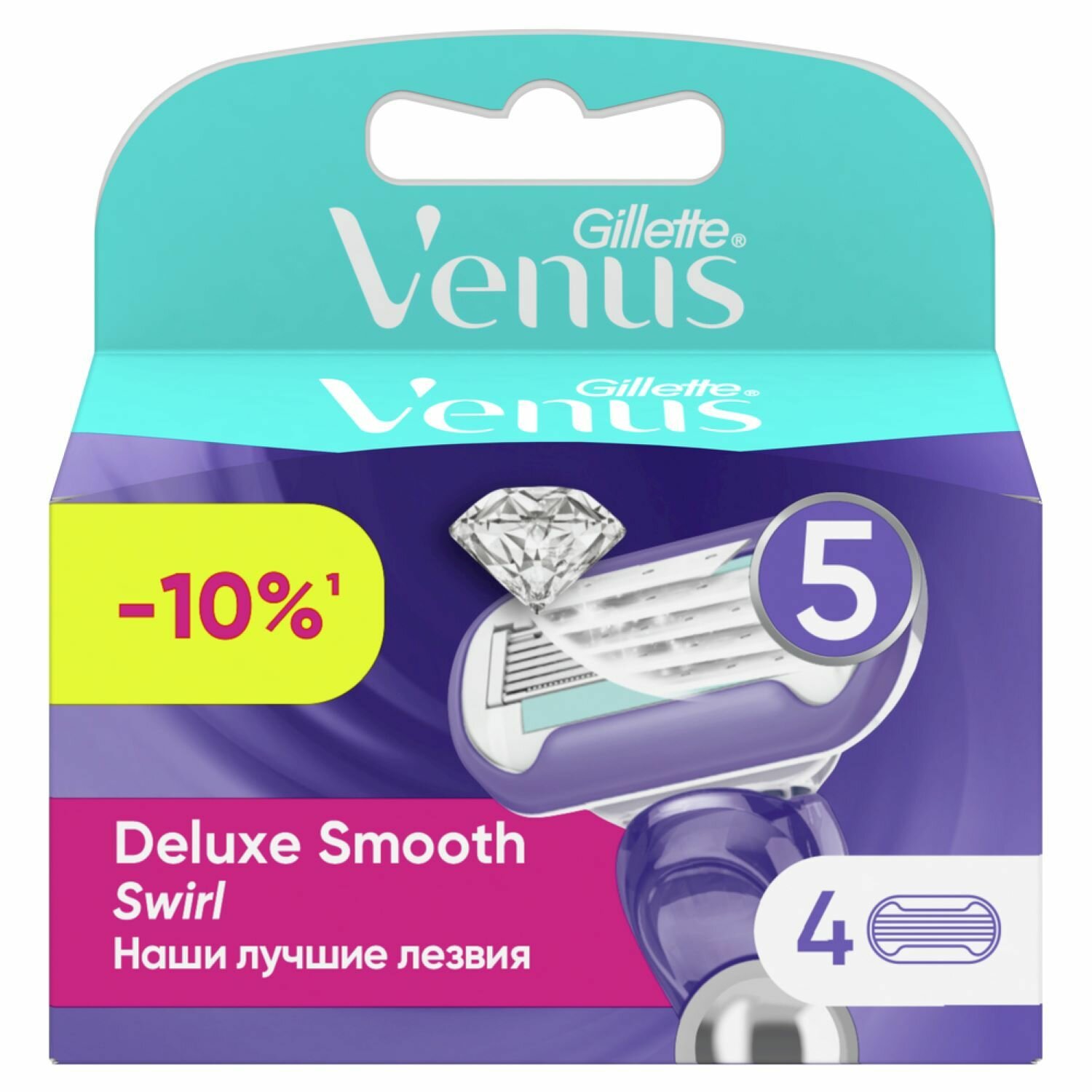 Cменные кассеты Gillette Venus Swirl с увлажняющими полосками и добавлением натуральных масел 4 шт=v=