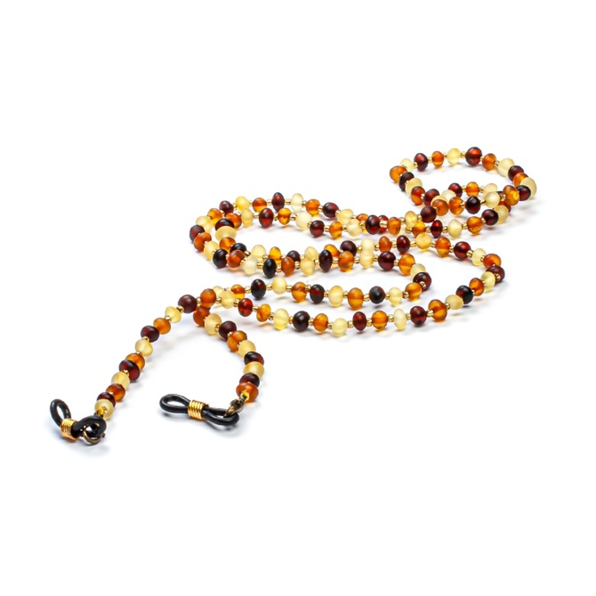 Бусы DIAMANT-ONLINE для очков с натуральным янтарем мятый шар