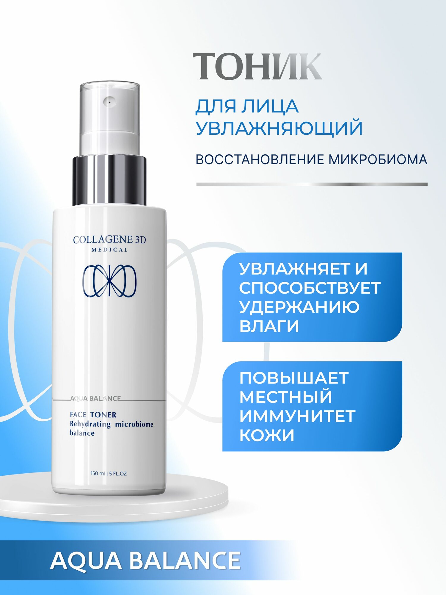 Тоник для лица увлажняющий восстановление микробиома, AQUA BALANCE