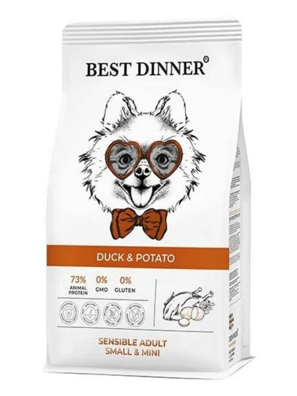 Бест Диннер Adult Sensible Mini сухой корм для собак мелких пород, утка и картофель, 1,5 кг