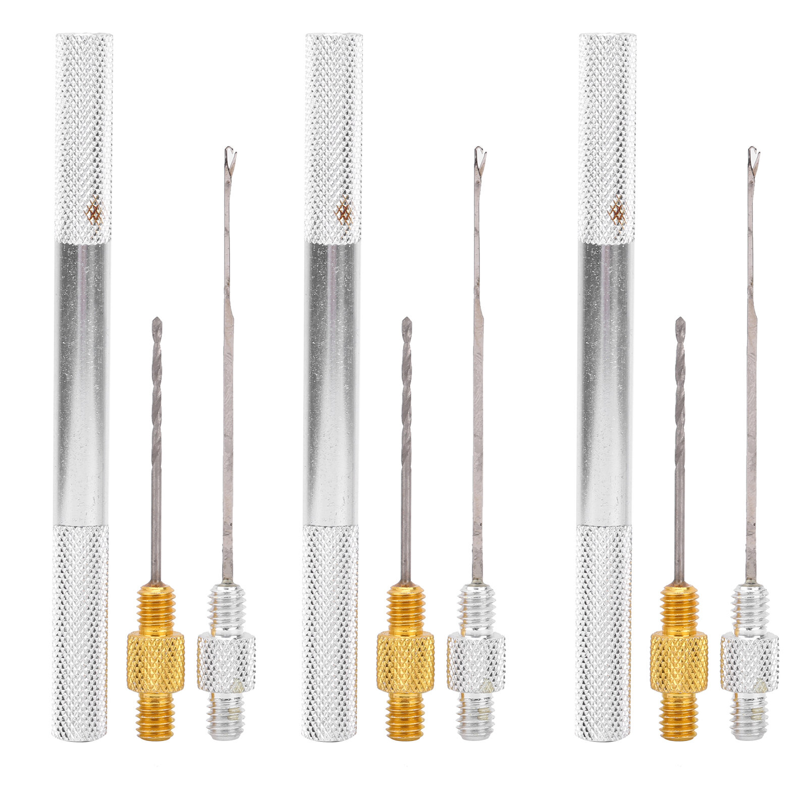 Набор из 3 предметов 3 в 1: комбинированный набор инструментов для оснастки рыболовных снастей из алюминиевого сплава, игольчатый инструмент для наживки, набор для заброса рыболовной снасти.