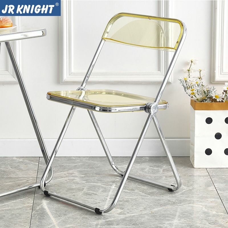 Складной акриловый стул со спинкой для дома, кухни, гостиной и спальни