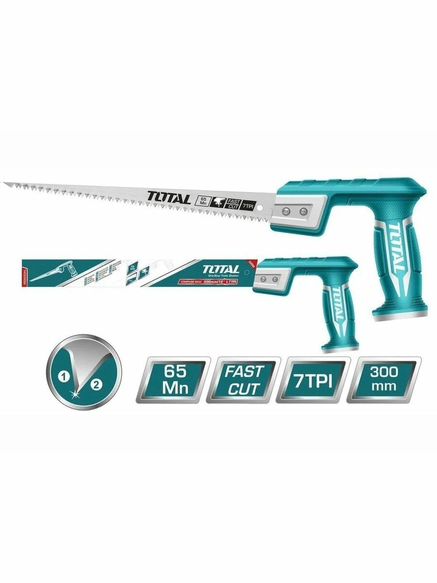 Ножовка TOTAL THCS30026, по дереву, выкружная, 30 см, углеродистая японская сталь