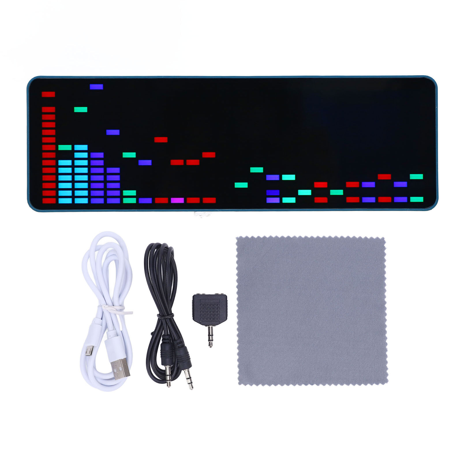 Светодиодный музыкальный спектральный дисплей 16x24 RGB, 1624 сегмента, ритмический датчик голоса, 20 динамических и 7 цветовых эффектов, HU-008B синий