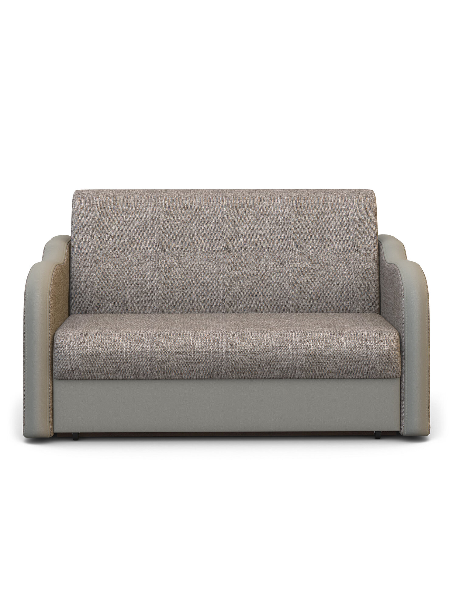 Диван прямой Коломбо, раскладной, аккордеон, 100х194 см, экокожа бежевый и рогожка бежевый