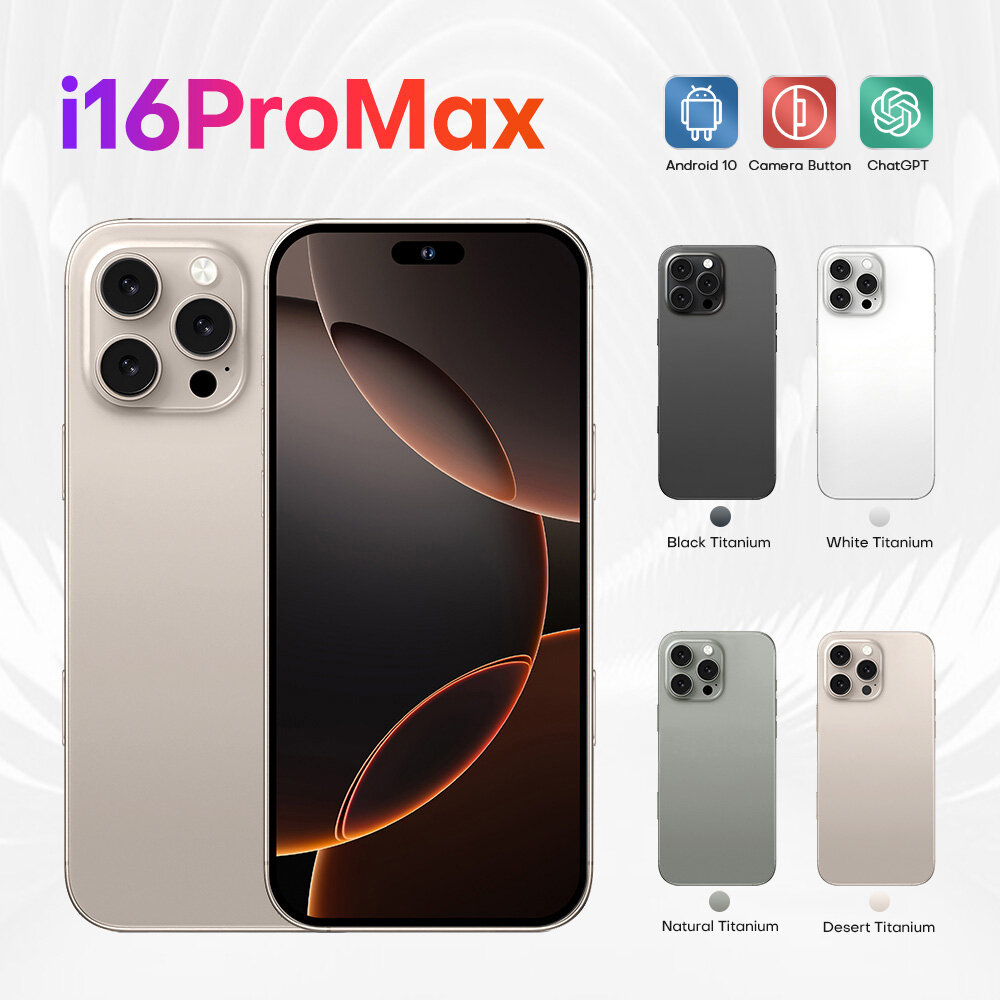 Смартфон i16ProMax: 4GB+64GB, 6.58" Full HD экран, 4050mAh, Android 10 с ChatGPT