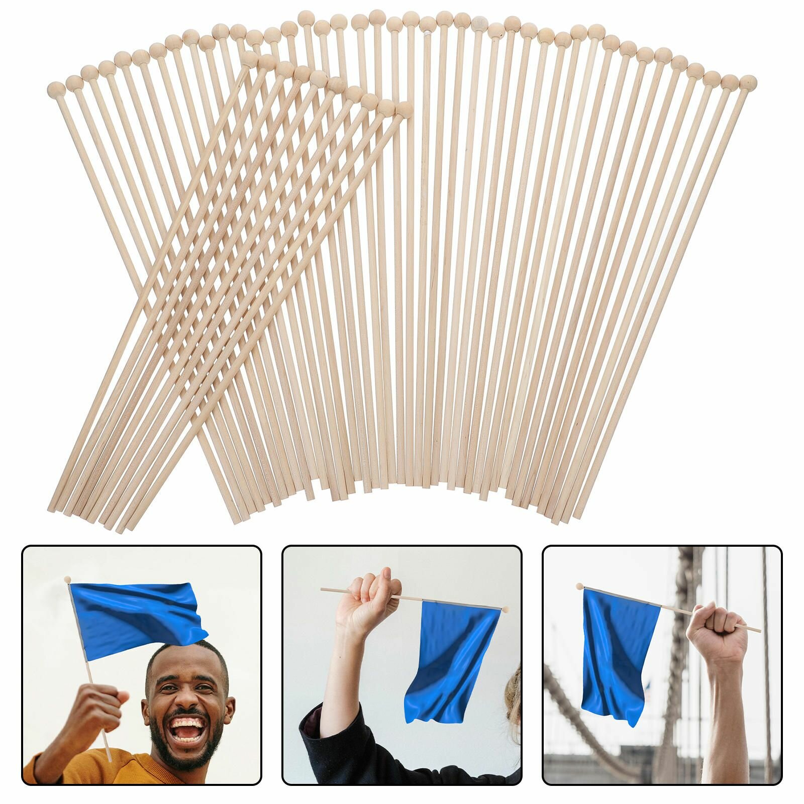 Бежевые Деревянные Палочки Для Флагов 30 См 50 Штук Для Праздничных И Парадных Мероприятий