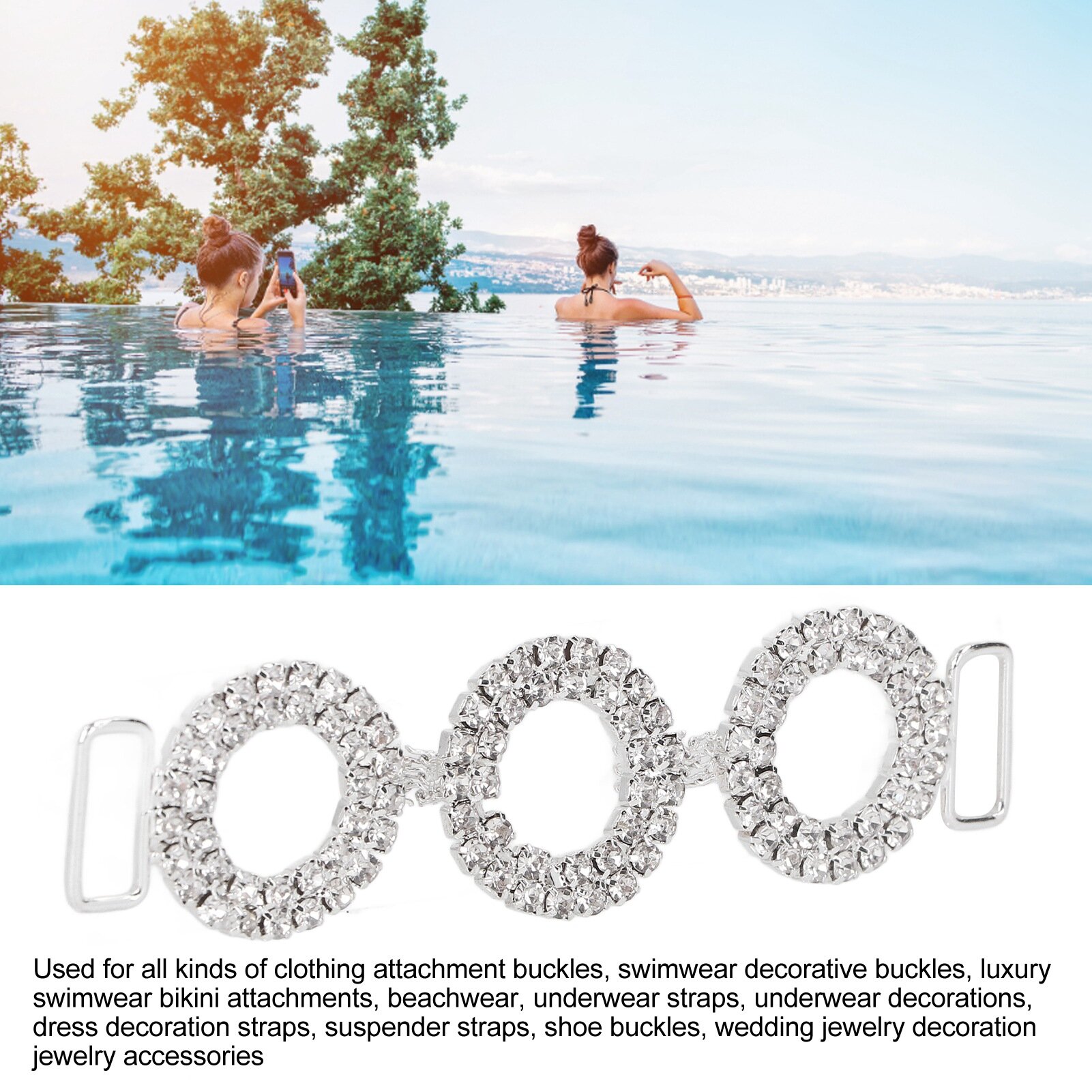 5 шт, соединители для бикини со стразами, 3 круга в форме сверкающего стекла, соединительная пряжка со стразами для обуви, бикини «сделай сам»