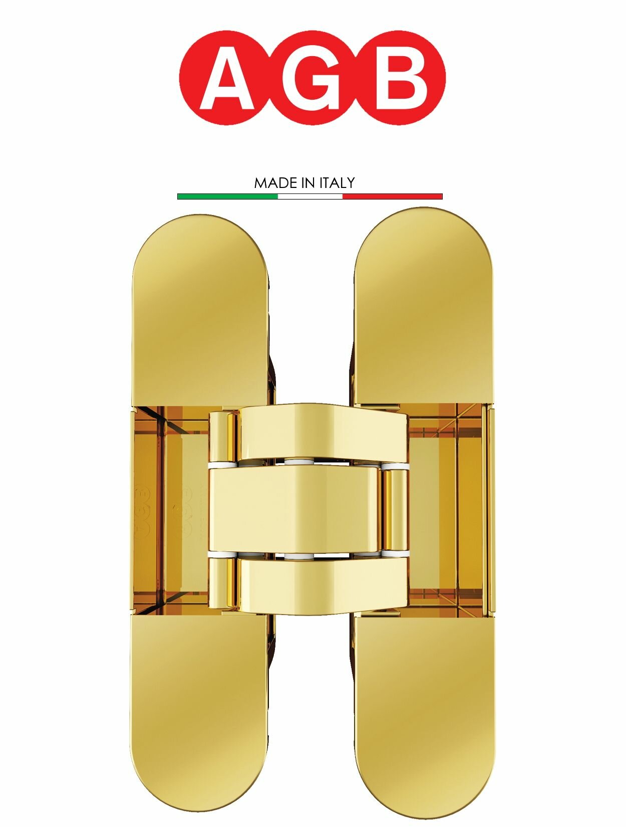 Петля скрытой установки AGB ECLIPSE 2.2 (E30200.85.03) полированная латунь, комплект накладок