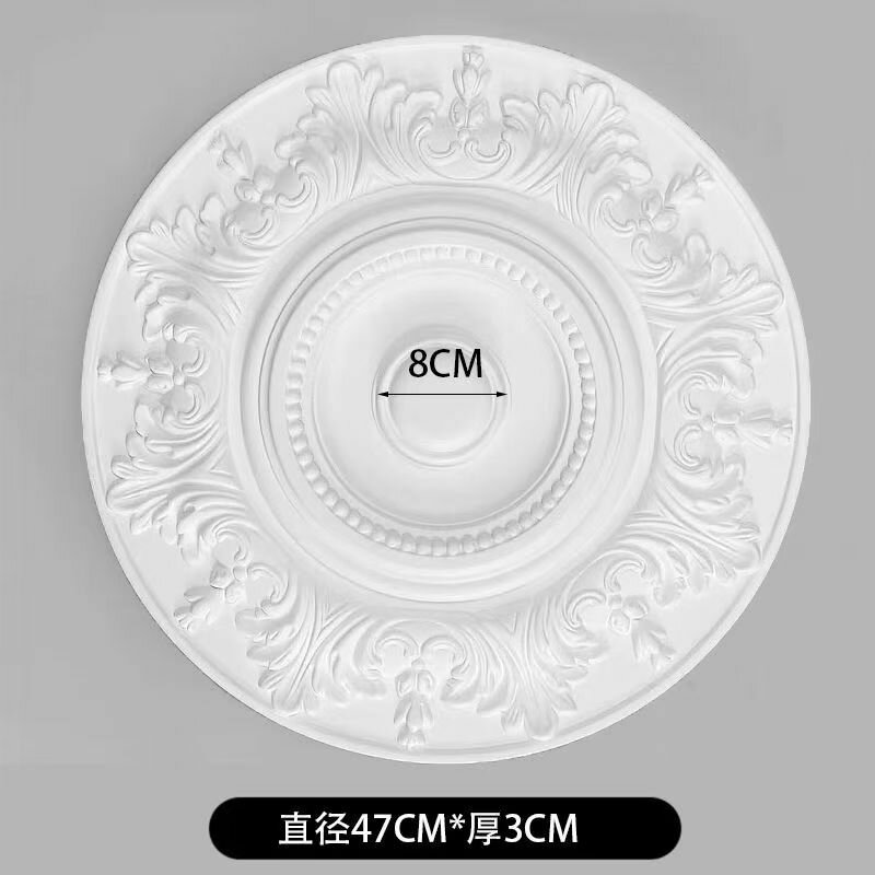 Декоративный полимерный медальон для потолка под люстру, влагостойкий, белый, монтаж без сверления