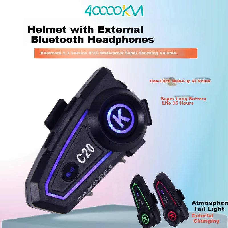 Motorcycle Helmet Bluetooth Headset for 40,000 Kilometers Riding, Electric Bike Full Face Helmet Half Helmet Food Delivery Rider Waterproof Voice Intercom Headset