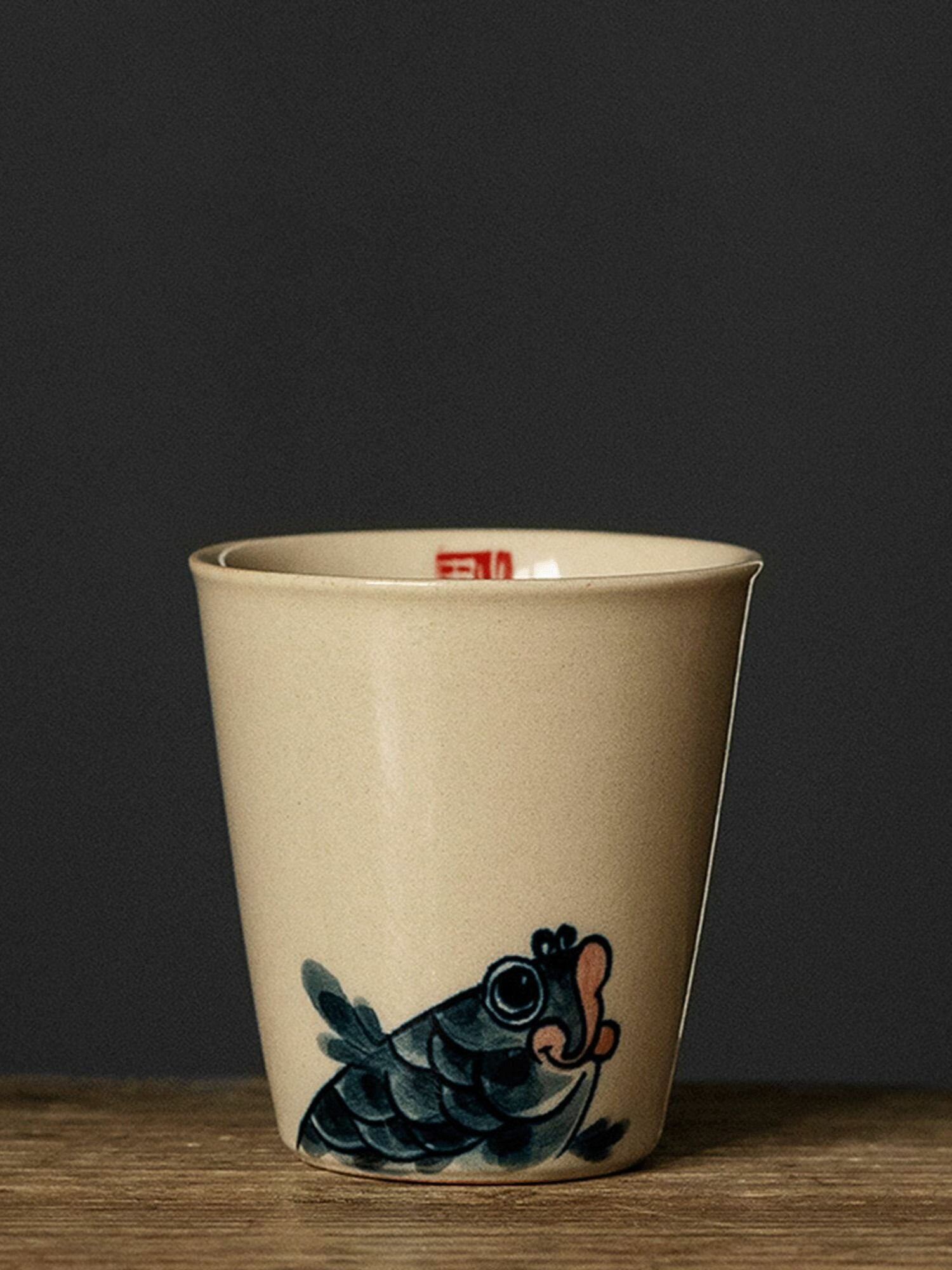 Пиала для чая "Синий Карп", керамическая, 40 мл, ручная роспись