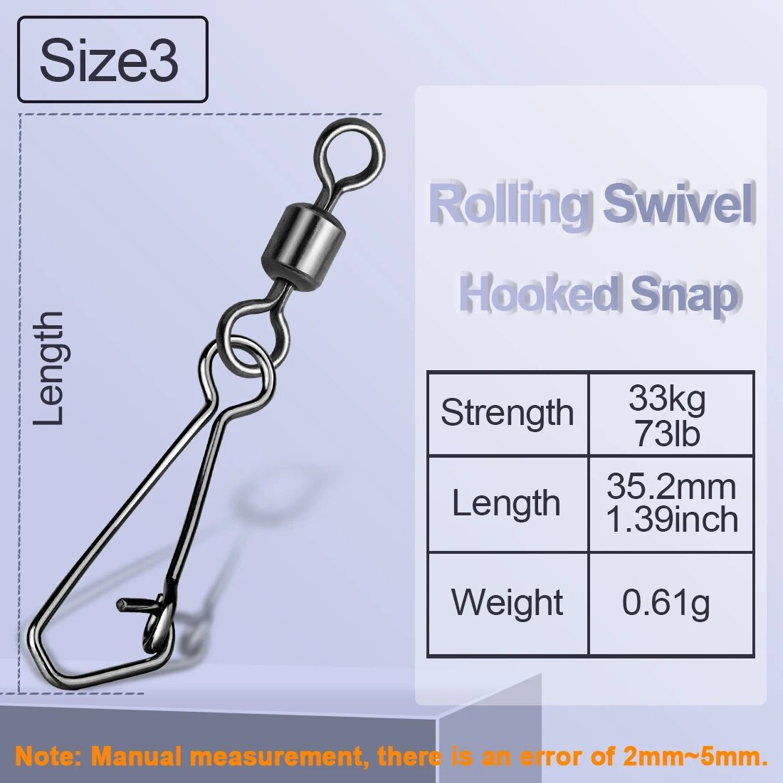FishTrip 50 шт. Вращающиеся карабины для рыбалки size3