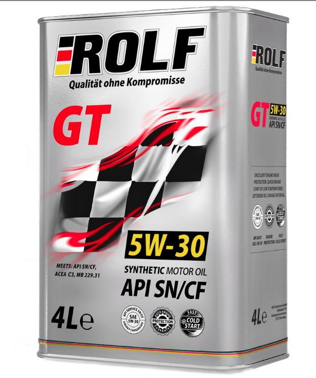 Масло моторное rolf gt sae 5w-30 api sn/cf синтетика 4л