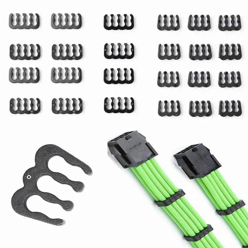 24 шт. Органайзер для компьютерных кабелей с зажимами-гребнями 6-контактный, 8-контактный, 24-контактный, для управления компьютером, разъем для силовых кабелей 3,0-3,6 мм