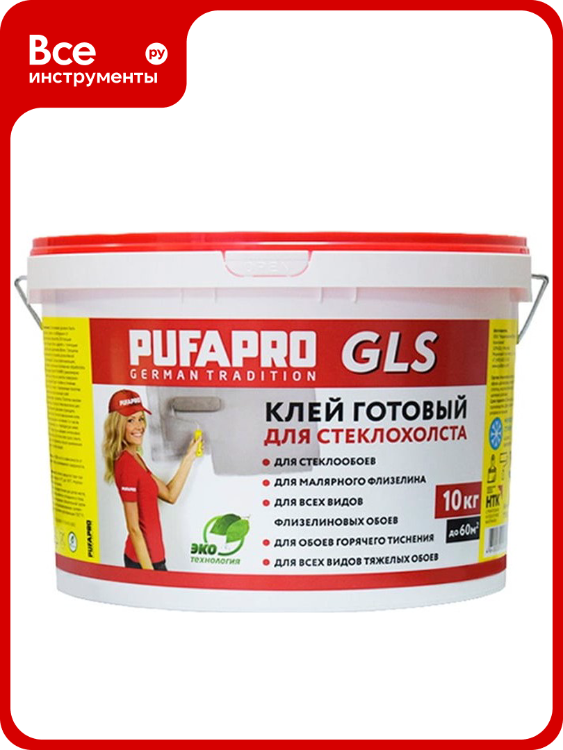 Готовый клей для стеклообоев PUFAPRO GLS 10 кг М 775033, в сухих помещениях