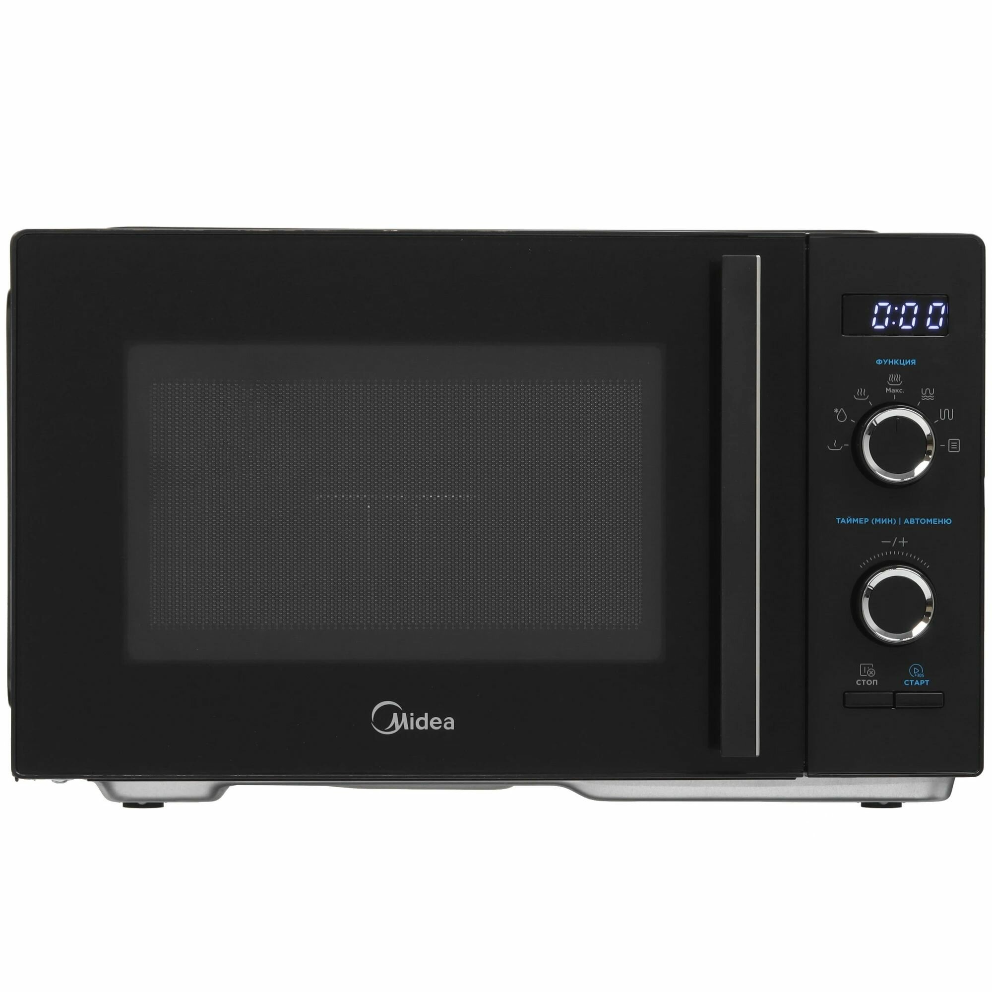 Микроволновая печь Midea AG825P2ET-B, 25 л, 800 Вт, переключатели - кнопки, поворотный механизм, гриль, дисплей